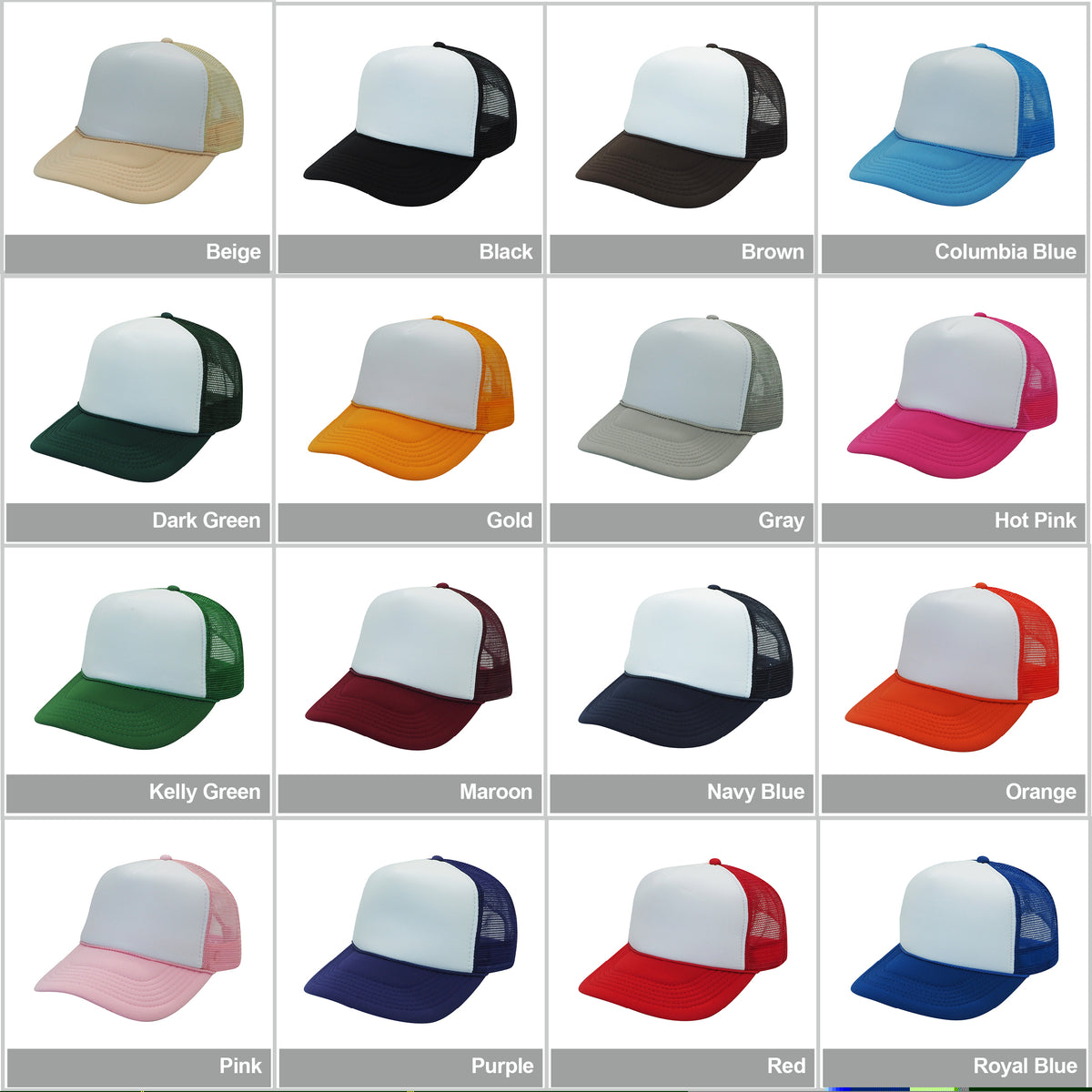 Nissun Foam Trucker Hat, 5 Panel Mesh Cap, Two Tone Colors - SPC – The Park Wholesale