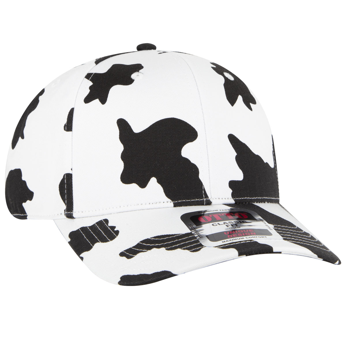 Otto 6 Panel Mid Profile Baseball Cap, Cow Pattern Cotton Blend Hat ...